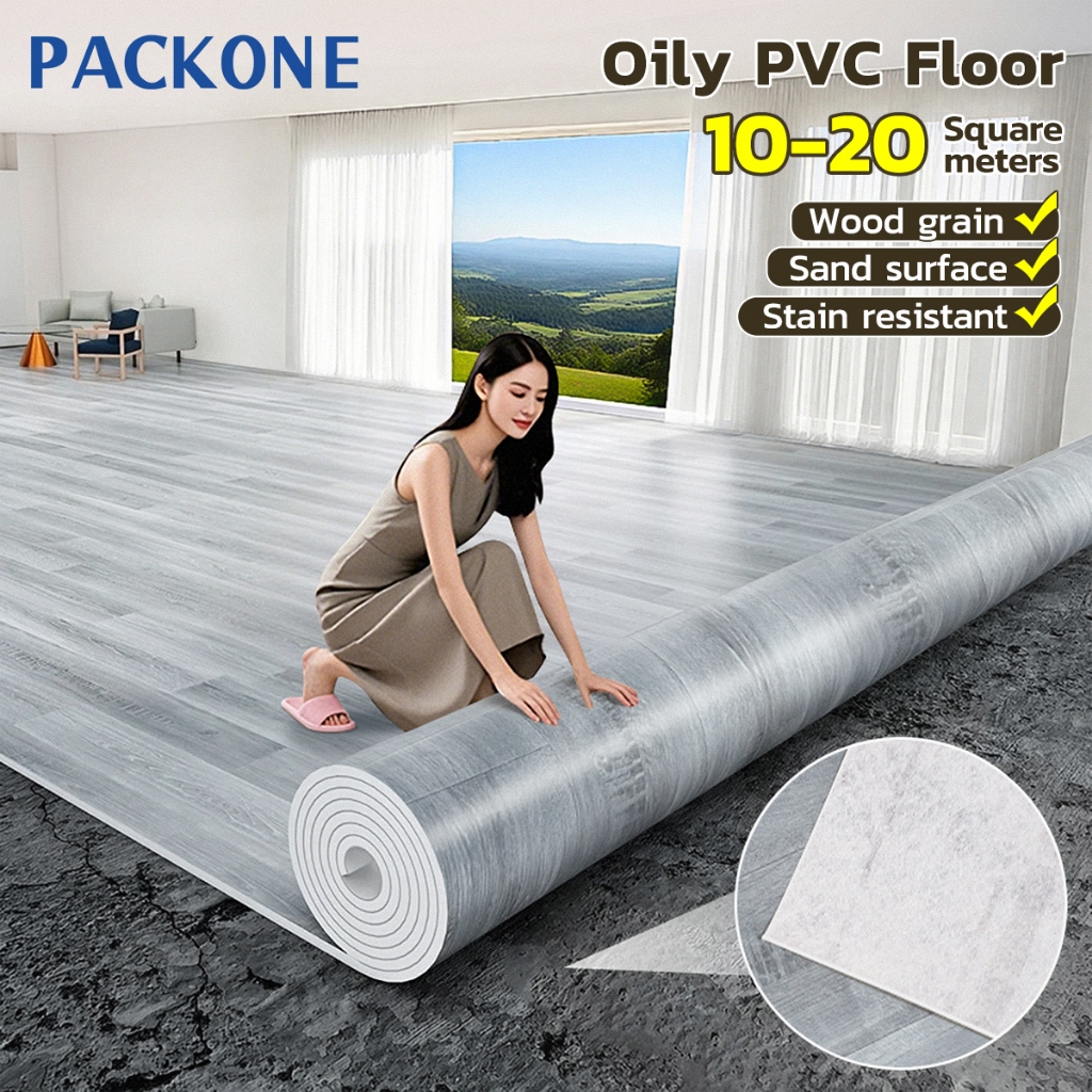 PACKONE Tikar Getah Tebal Segulung 25m PVC FLOORING Sticker Tahan Lasak ...