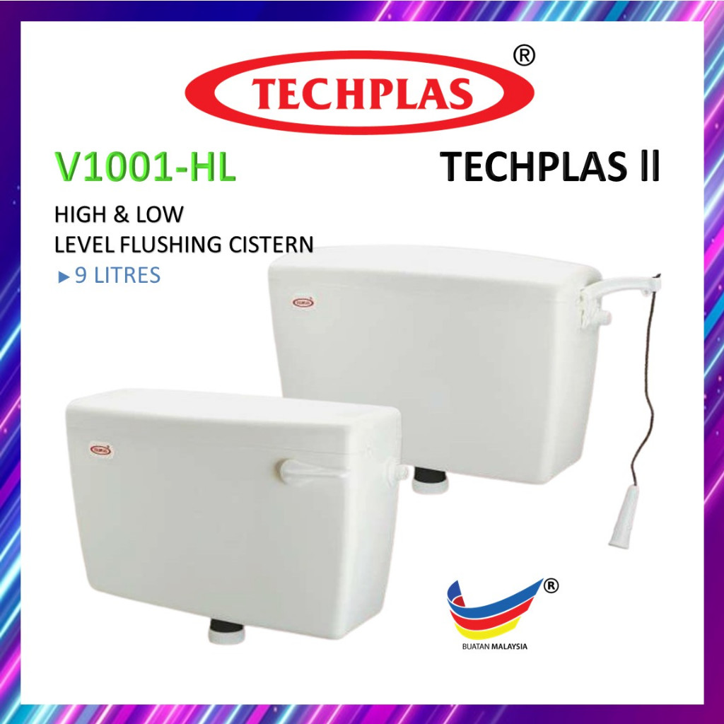 Techplas 9 Liter 1001 Low Level & High Level Toilet Cistern / Tangki ...