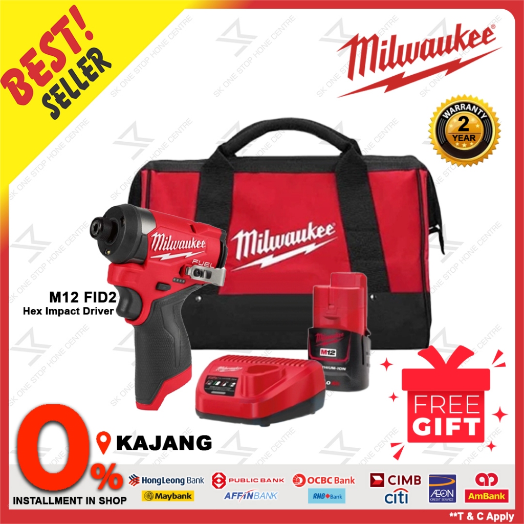 Milwaukee M12 FID2-0 FUEL™ Gen III 1/4" Hex Impact Driver (set / bare ...