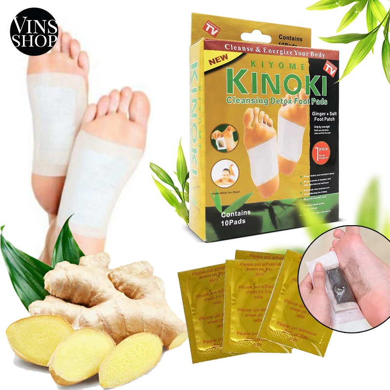 VINS Kinoki Cleansing Detox Ginger Foot Pads Patch Feet Bamboo Herb ...