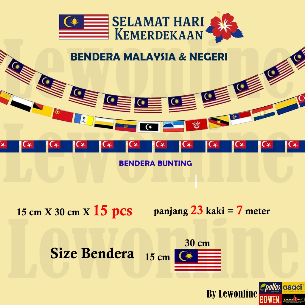 Bendera Malaysia Flag Bundle Bunting Bendera Malaysia Banting 马来西亚国旗州旗 ...