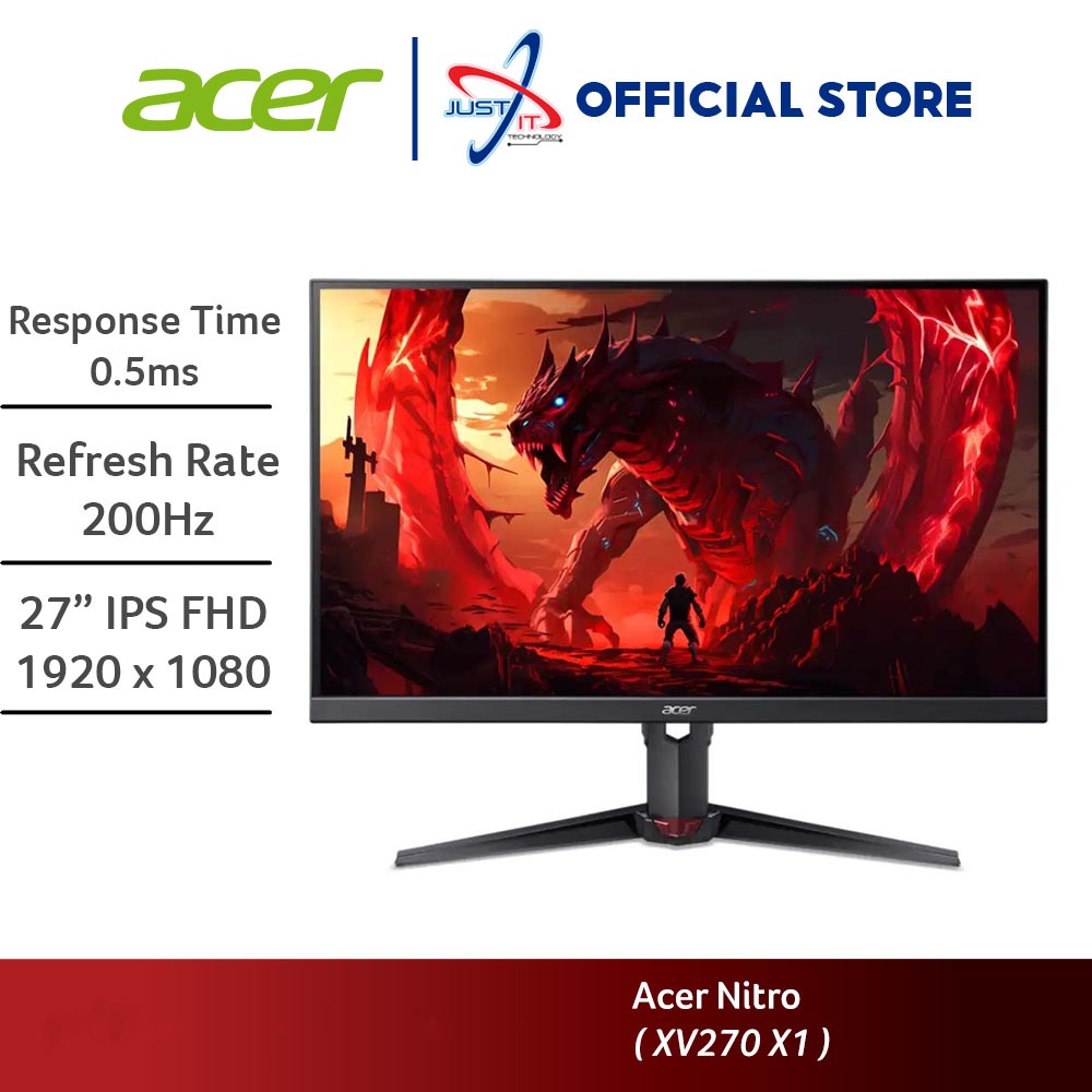 ACER NITRO XV270 X1 27" GAMING MONITOR ( 27" IPS FHD / 0.5MS / 200HZ ...