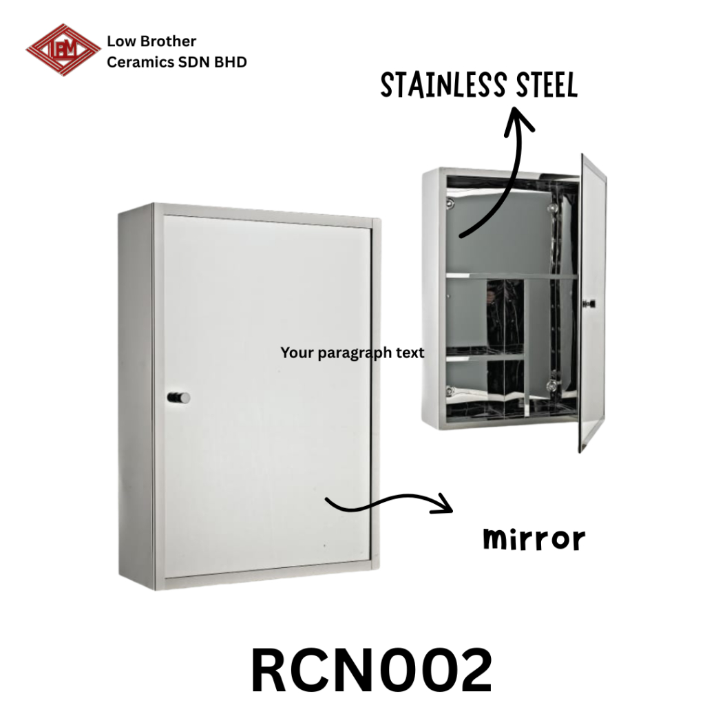 Rocconi RCN MC002 Stainless Steel Wall-Mounted Storage Mirror Cabinet ...