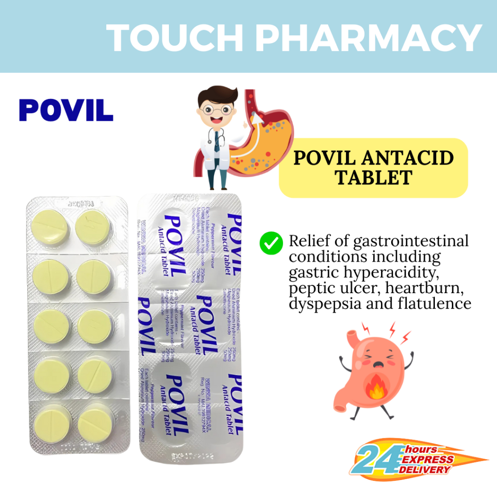 POVIL Antacid Tablet 10's/STRIP (For Gastric and Heartburn) | Shopee ...