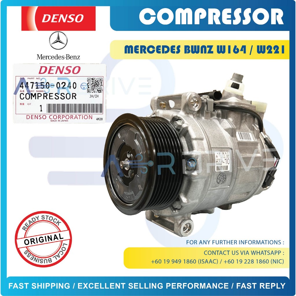 DENSO ORIGINAL MERCEDES BENZ W164 / W221 8PK 7SEU17C COMPRESSOR ( 0240 ...