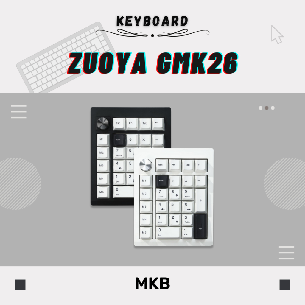 MKB Zuoya GMK26 Hot-Swap Custom RGB Tri-Mode VIA Programmable with Knob Mechanical Full Build ...