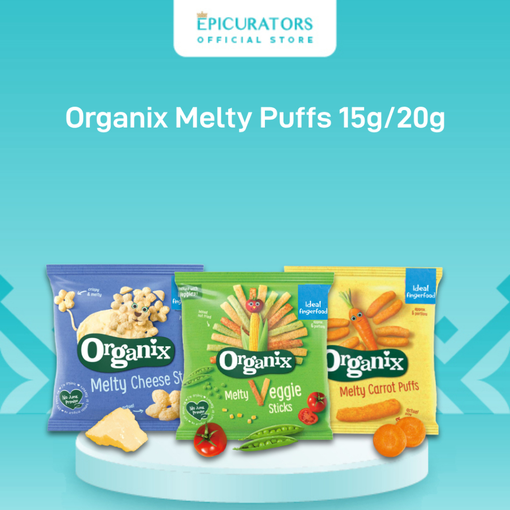 Organix Melty Puffs Cheese Stars 20g/Carrot Puffs 20g/Veggie Sticks 15g ...