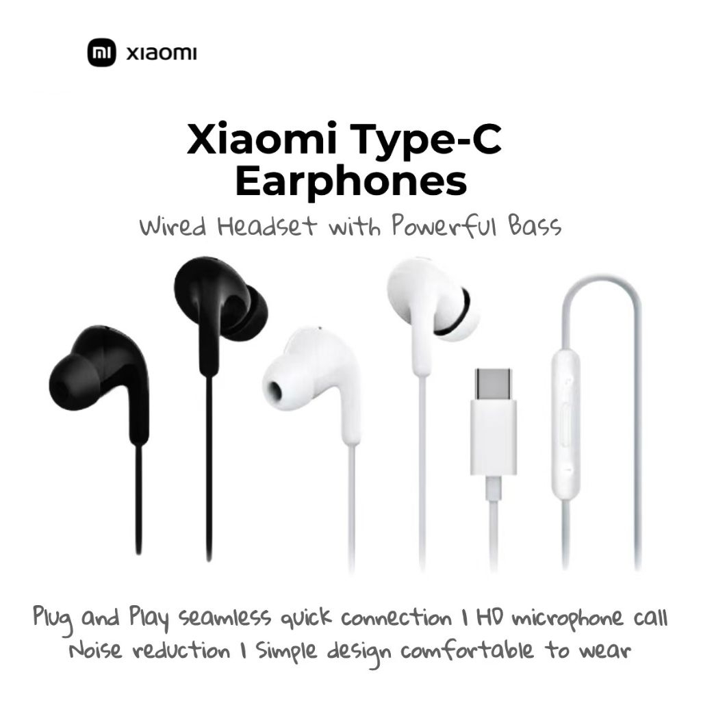 Xiaomi Original Type C Earphone Mi In-Ear Wired Headset with Mic Xiaomi ...