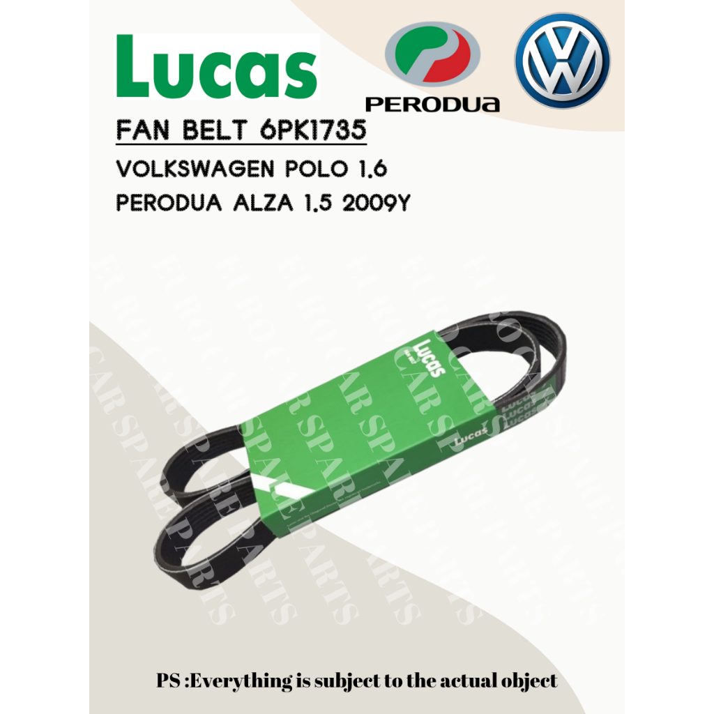 ENGINE FAN BELT 6PK1735 (VOLKSWAGEN POLO 1.6 / PERODUA ALZA 1.5 2009Y ...