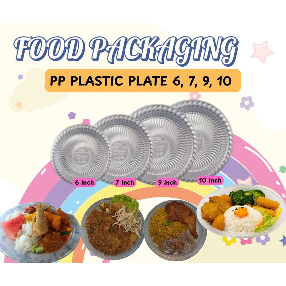 PP Plastic Plate 6" 7" 9" 10" (50pcs)/ Pinggan Kenduri/ Pinggan Pakai ...