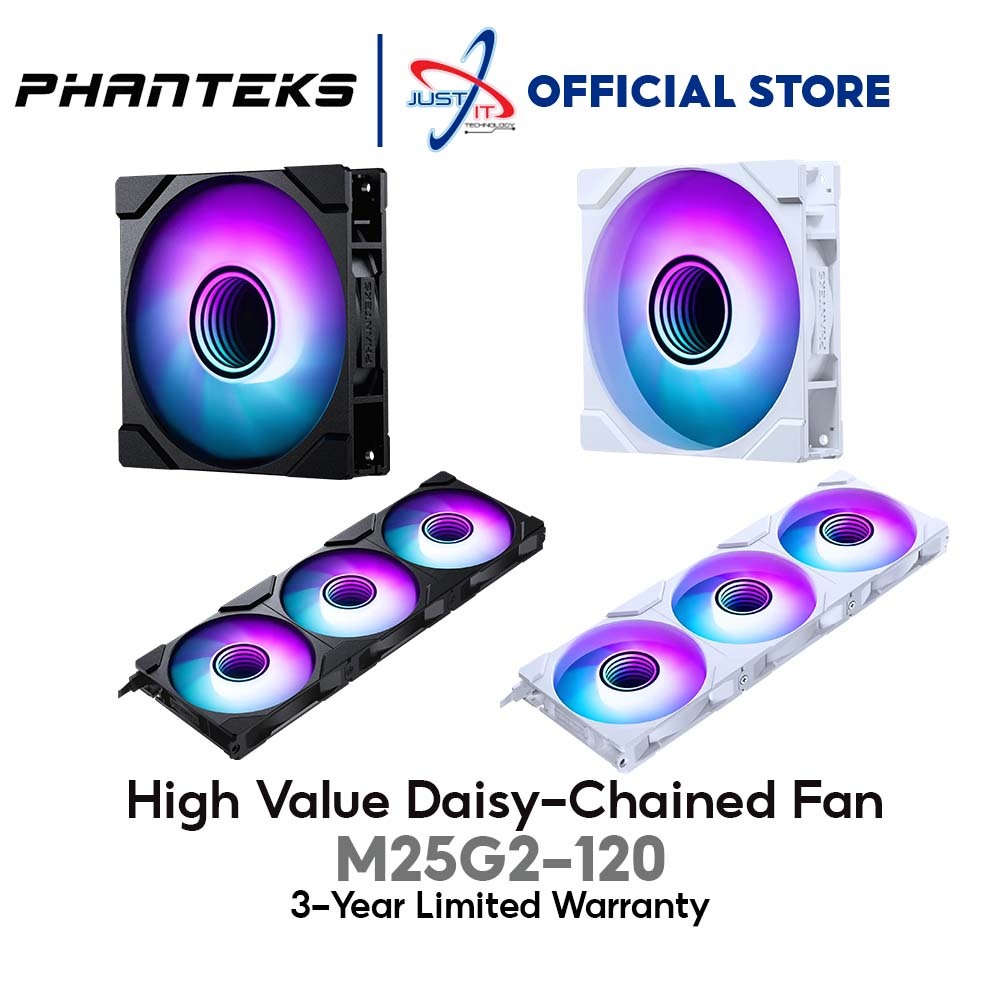 PHANTEKS M25-120 G2 RGB 120MM HIGH VALUE DAISY CHAINED FAN / CASING FAN ...