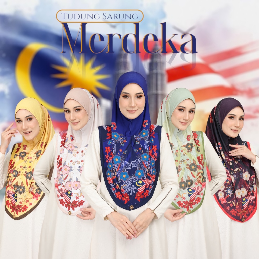 New Arrival Merdeka Tudung Chorak Crumpled Piping Lycra Flag | Shopee ...