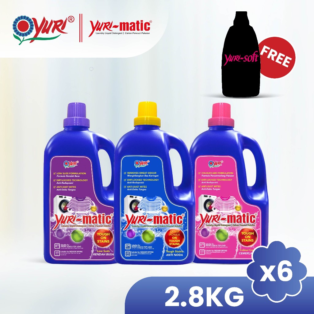 [Carton Deal] Yuri-matic Antibacterial Laundry Detergent 2.8Kg x6 (Free ...