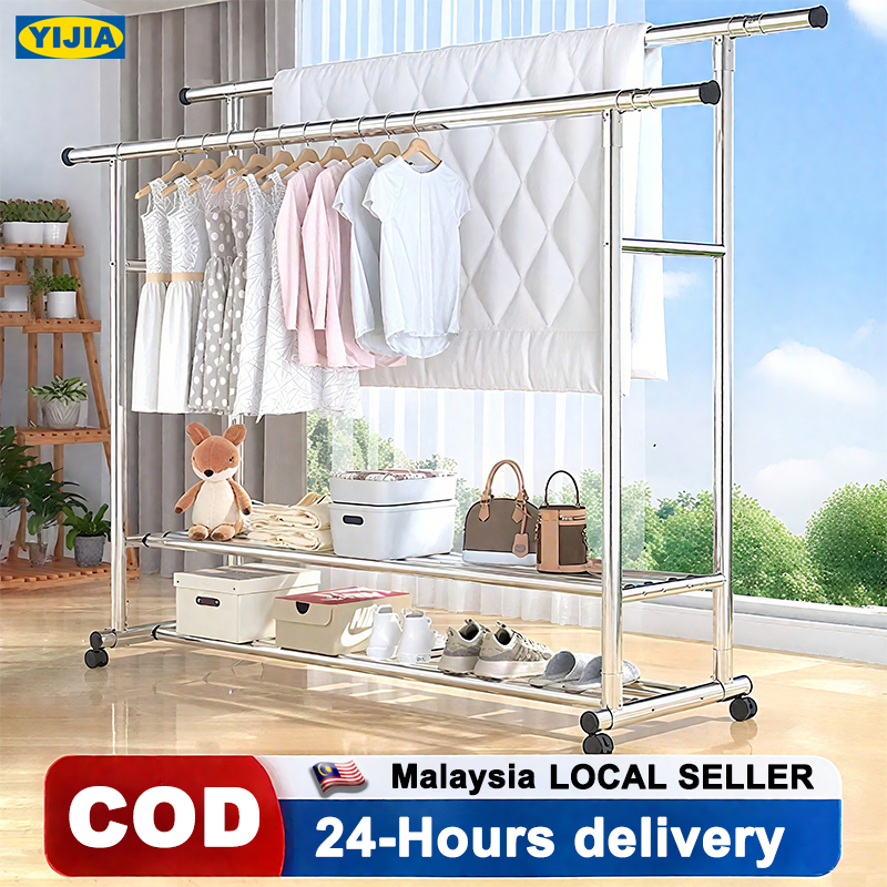 Mobility🔥Ampaian baju Stainless Steel Clothes Drying Rack ampai baju ...
