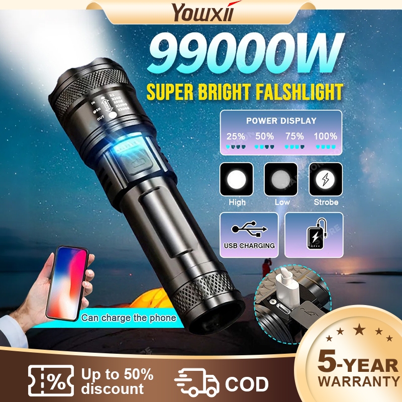 Yowxii lampu suluh/Super Bright Zoom LED Flashlight Rechargeable ...