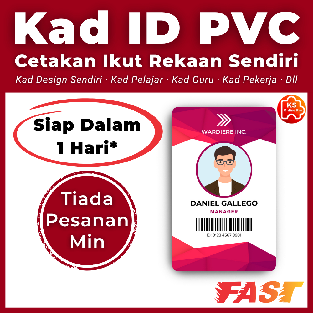 🔥[Siap Dlm 1 Hari] Cetak Kad ID PVC Warna Penuh/Kad Pekerja/Kad Guru/Kad Universiti/Kad Pelajar ...
