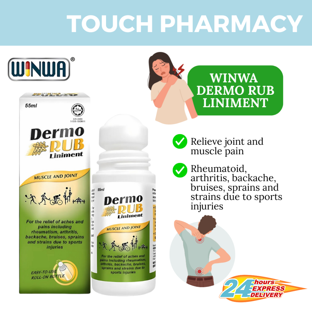 WINWA Dermo Rub Roll On Liniment 55ML (For Muscle & Joint Pain ...