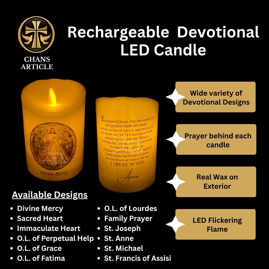 Rechargeable LED Devotional Prayer Candle with Real Wax, Flickering ...