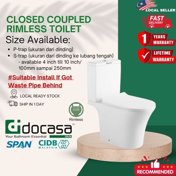 Docasa wd088P-trap 180mm S-Trap 100mm till 250mm Bathroom Closed Couple ...