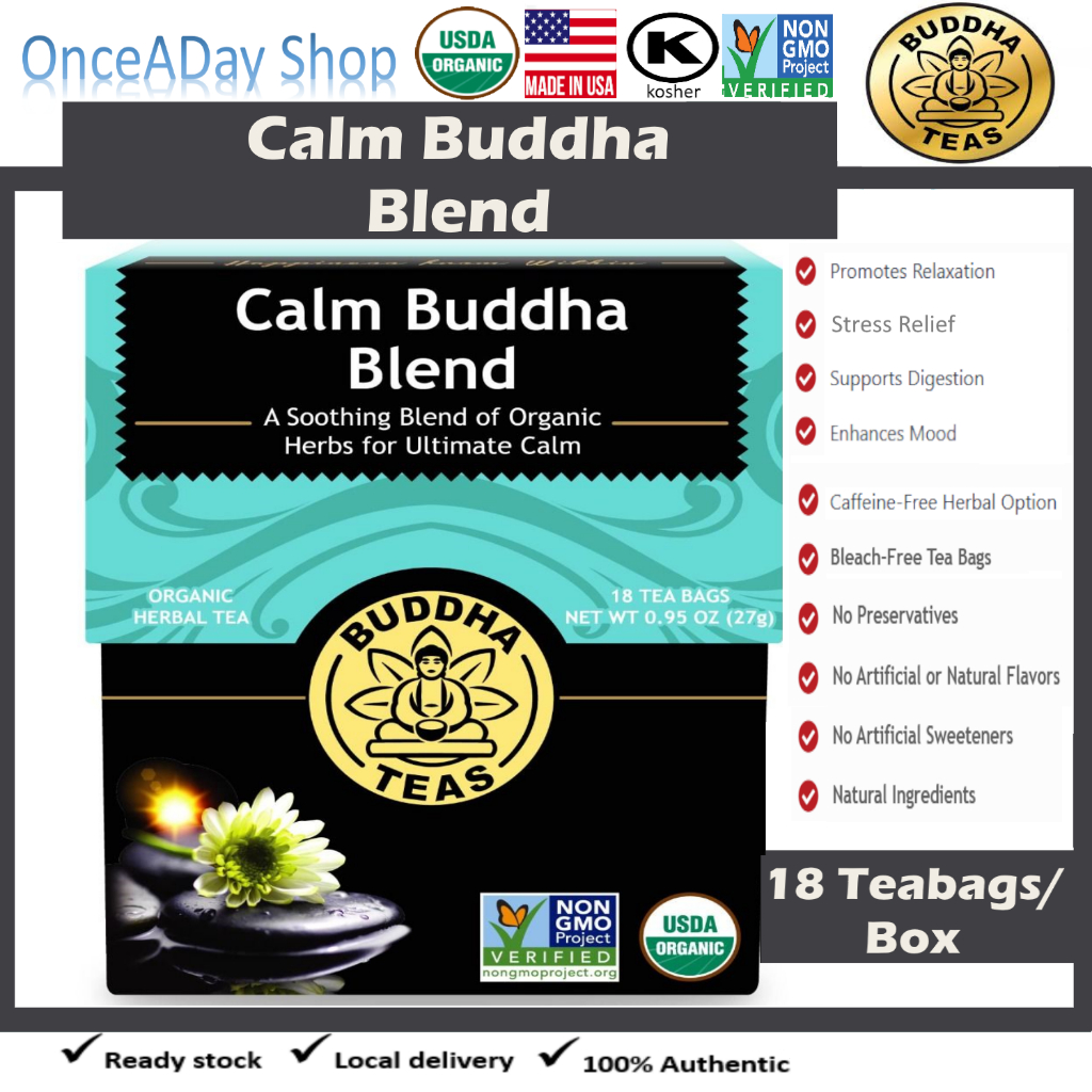 Buddha Teas, Organic Calm Buddha Blend Herbal Tea, Caffeine Free, 18 ...