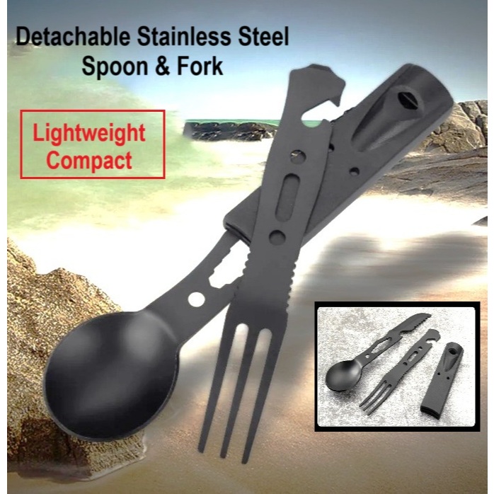 Multi-functional Camping Tableware Detachable Stainless Steel Spoon ...