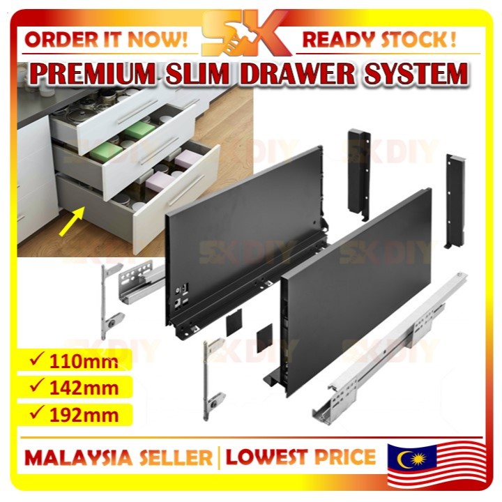 🇲🇾LUXURY SILENT DRAWER SYSTEM (500MM) Luxury Drawer Box Set With ...