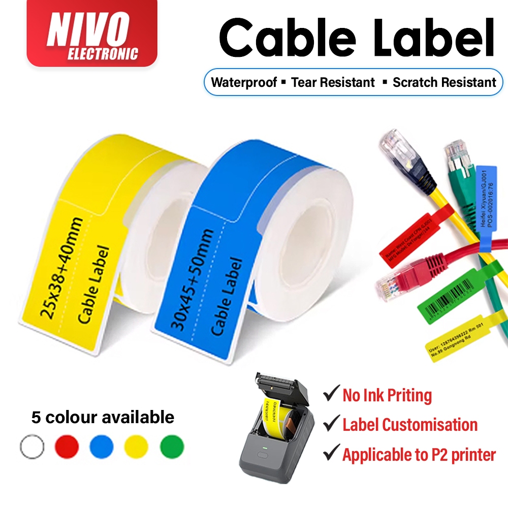 DETONGER Thermal Printer Cable Sticker Machine Room Self-adhesive Label ...