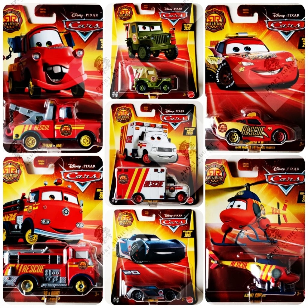 (Model Baharu) DISNEY PIXAR CARS Race & Rescue 2025 Lightning McQueen ...
