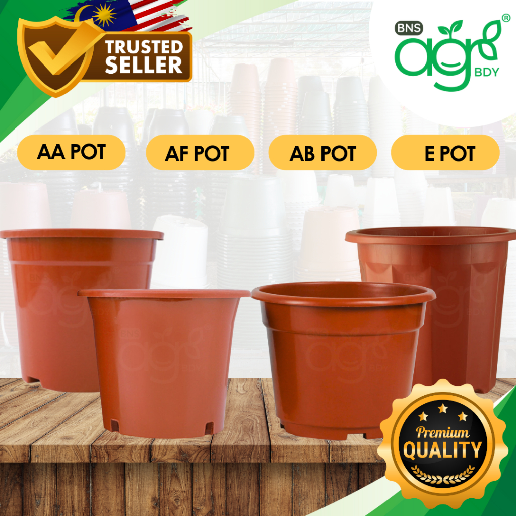 [Min 3PCS] AgroBuddy AA AB AF E Pot Plastik Pasu Bunga Pokok Perang ...