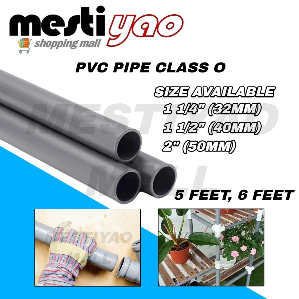 (SELL WITH FEET) 1 ¼” 1 ½” 2” 5 Feet/6 Feet PVC Pipe Class O/PVC Grey ...