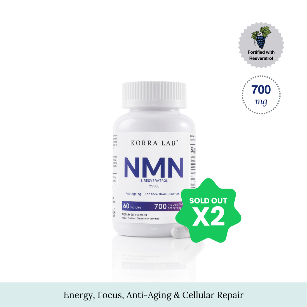 KORRA LAB Pure NMN Supplement 700mg & Resveratrol | 60 Capsules ...