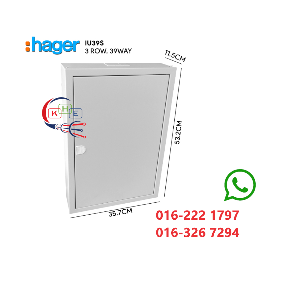 HAGER IU 39 S METAL ENCLOSURE DB BOARD IP40 ( 3 ROWS 39 WAYS ) | Shopee ...