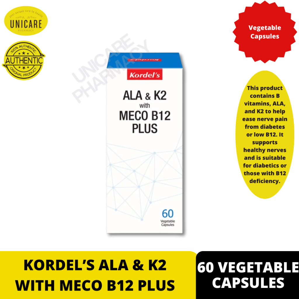 KORDEL’S ALA & K2 WITH MECO B12 PLUS 60 VEGETABLE CAPSULES | Sesuai ...