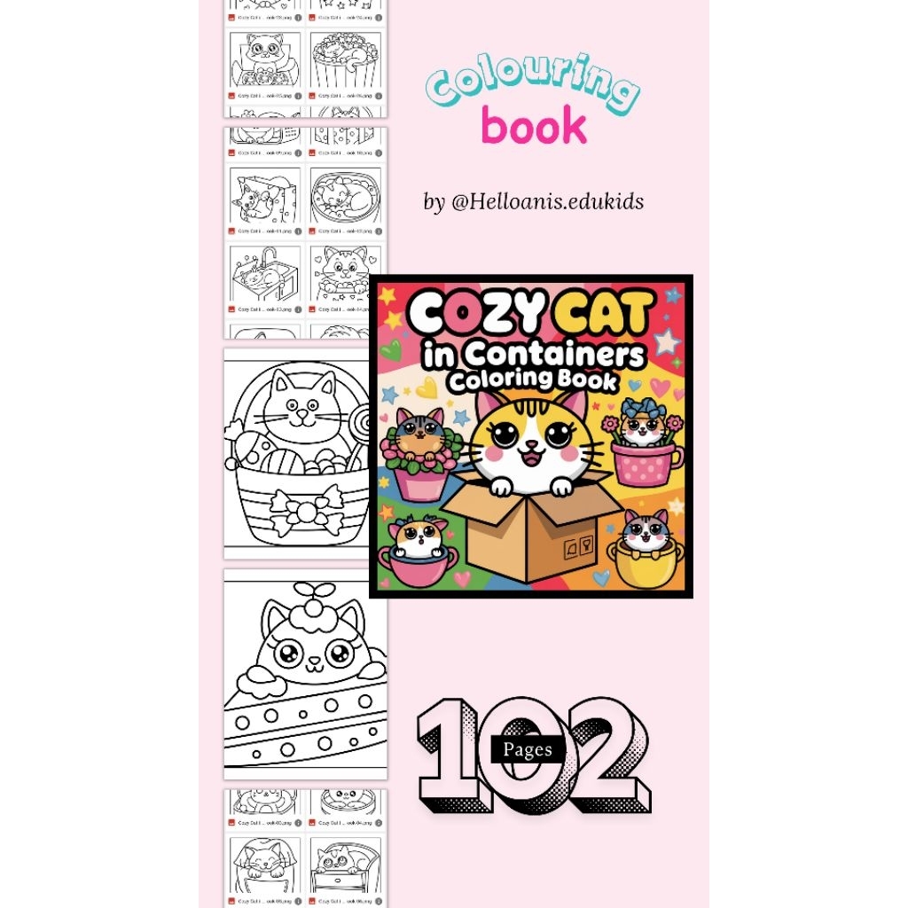 100++ PAGES cozy cat BUKU MEWARNA KANAK KANAK / COLOURING KIDS BOOK ...
