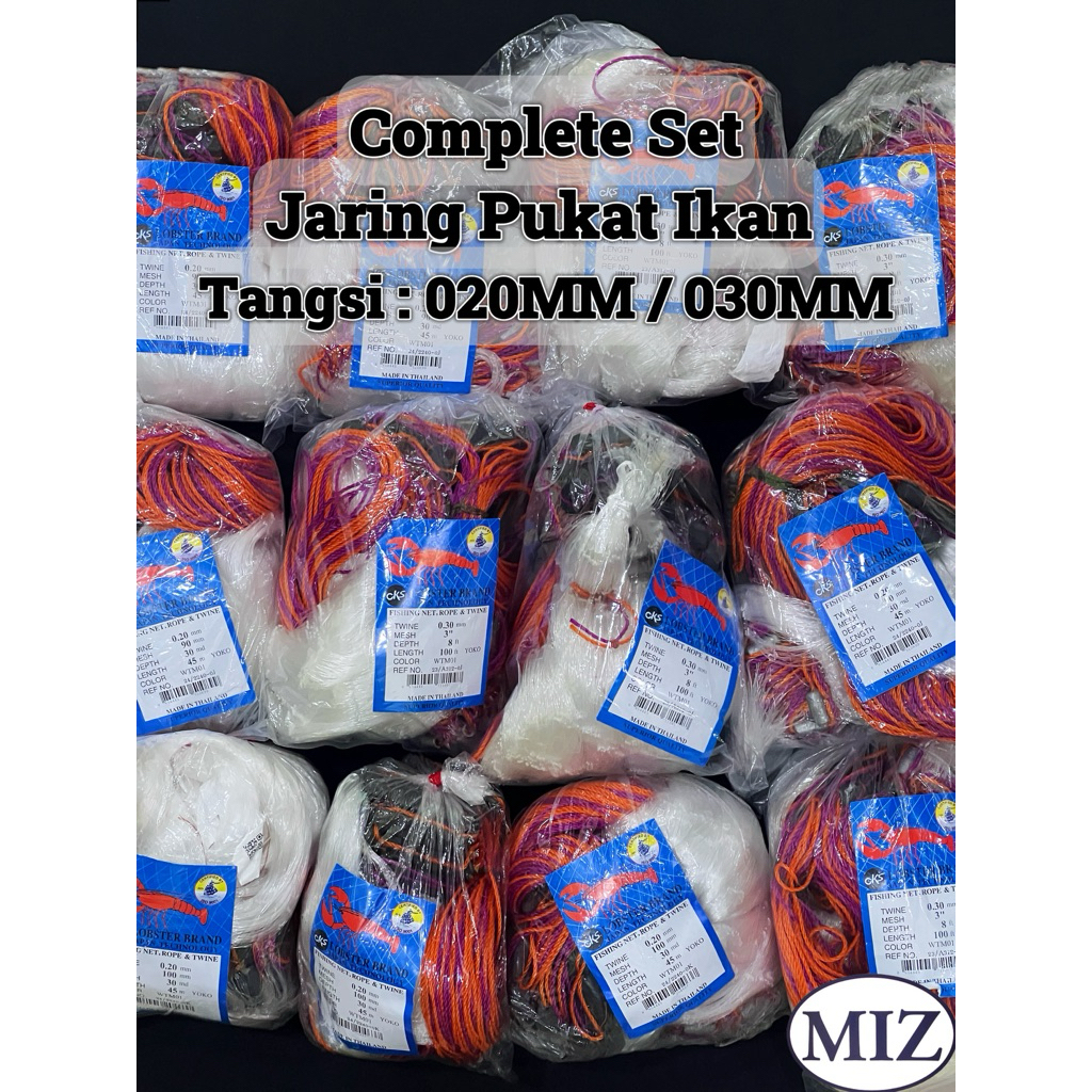 Set : 020MM/030MM 3"Inci Sampai 4"Inci Complete Pukat Siam Sticky Fish ...