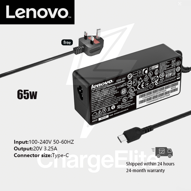 Original LENOVO 65W TYPE C Laptop Charger for Lenovo ThinkPad Slim 3 X1 ...