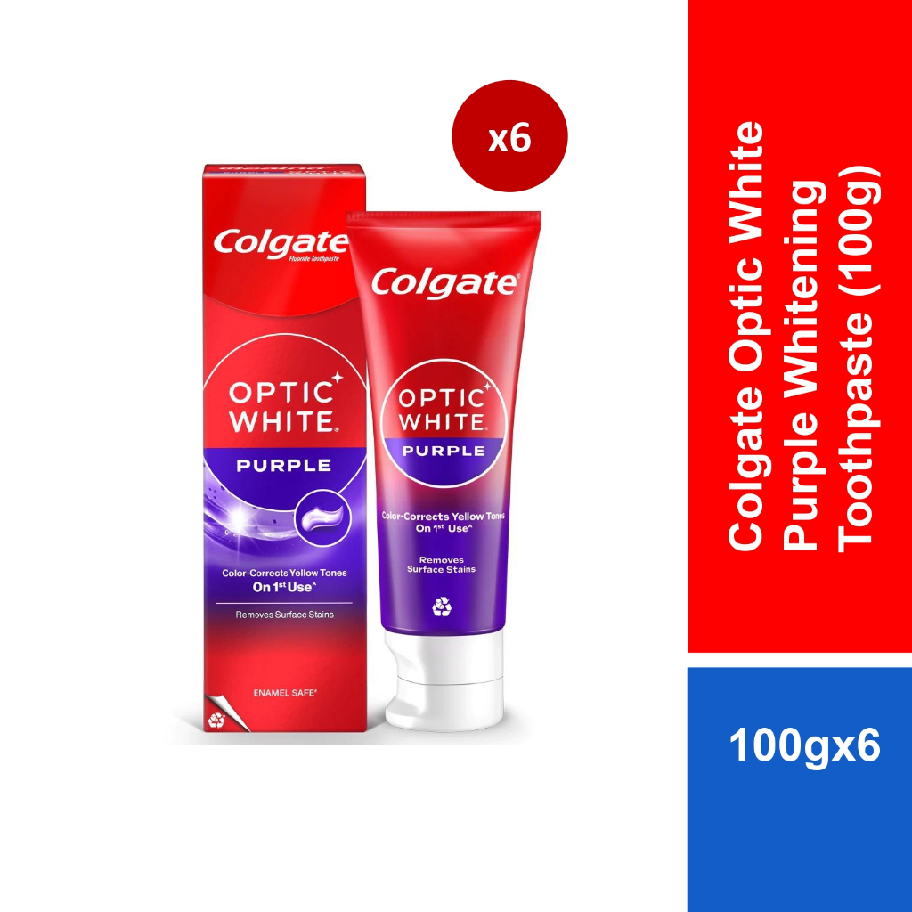 [Bundle of 6] Colgate Optic White Purple Whitening Toothpaste (100g ...