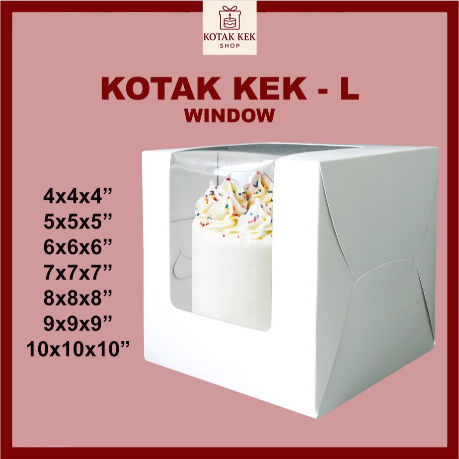 Kotak Kek L Shape Tingkap Harijadi Cake Box Window Birthday Tall Cake ...