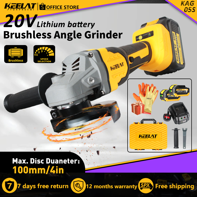 KEELAT Brushless Cordless Angle Grinder, Heavy Duty Power Tool for ...