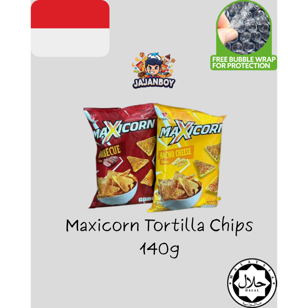 Maxicorn Tortilla Chips 140g BBQ/Nacho Cheese (140g) Viral Indonesia ...