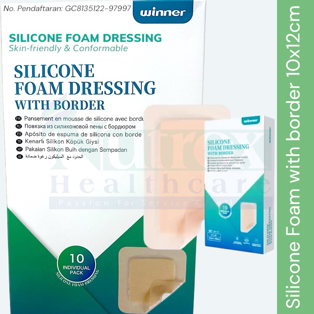 Winner’s Silicone Foam Dressing With Border 10cm x 20cm, REF 102141 ...