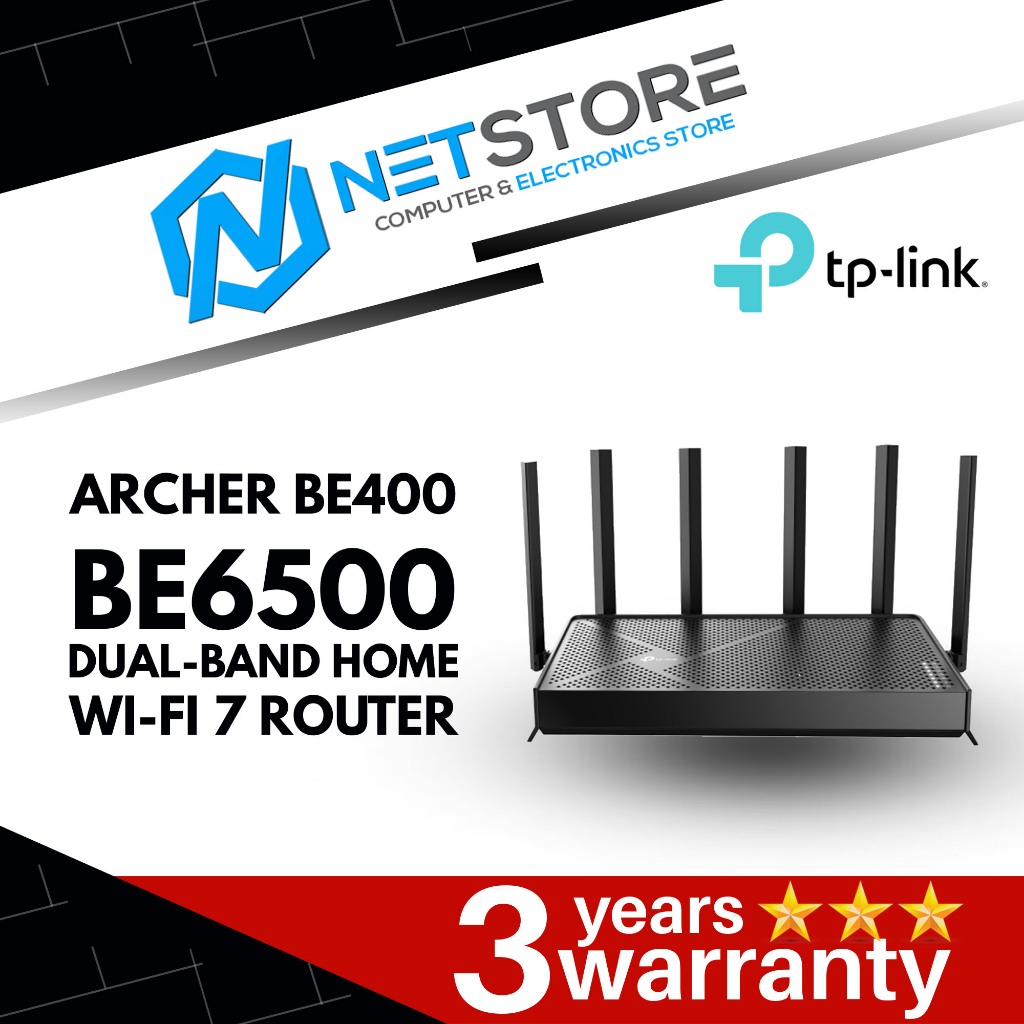 TP-LINK ARCHER BE400 BE6500 DUAL-BAND HOME WI-FI 7 ROUTER | Shopee Malaysia