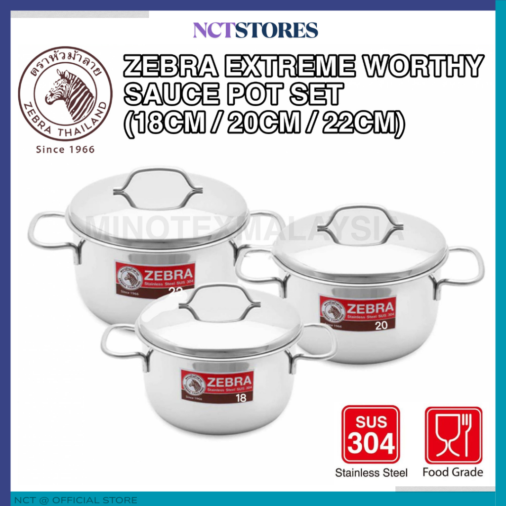 ZEBRA 6PCS EXTREME WORTHY STAINLESS STEEL SAUCE POT SET (18CM, 20CM ...