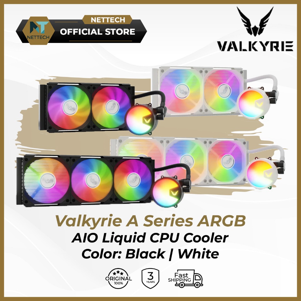 Valkyrie A Series ARGB AIO Liquid CPU Cooler - A240 Black/White | A360 ...