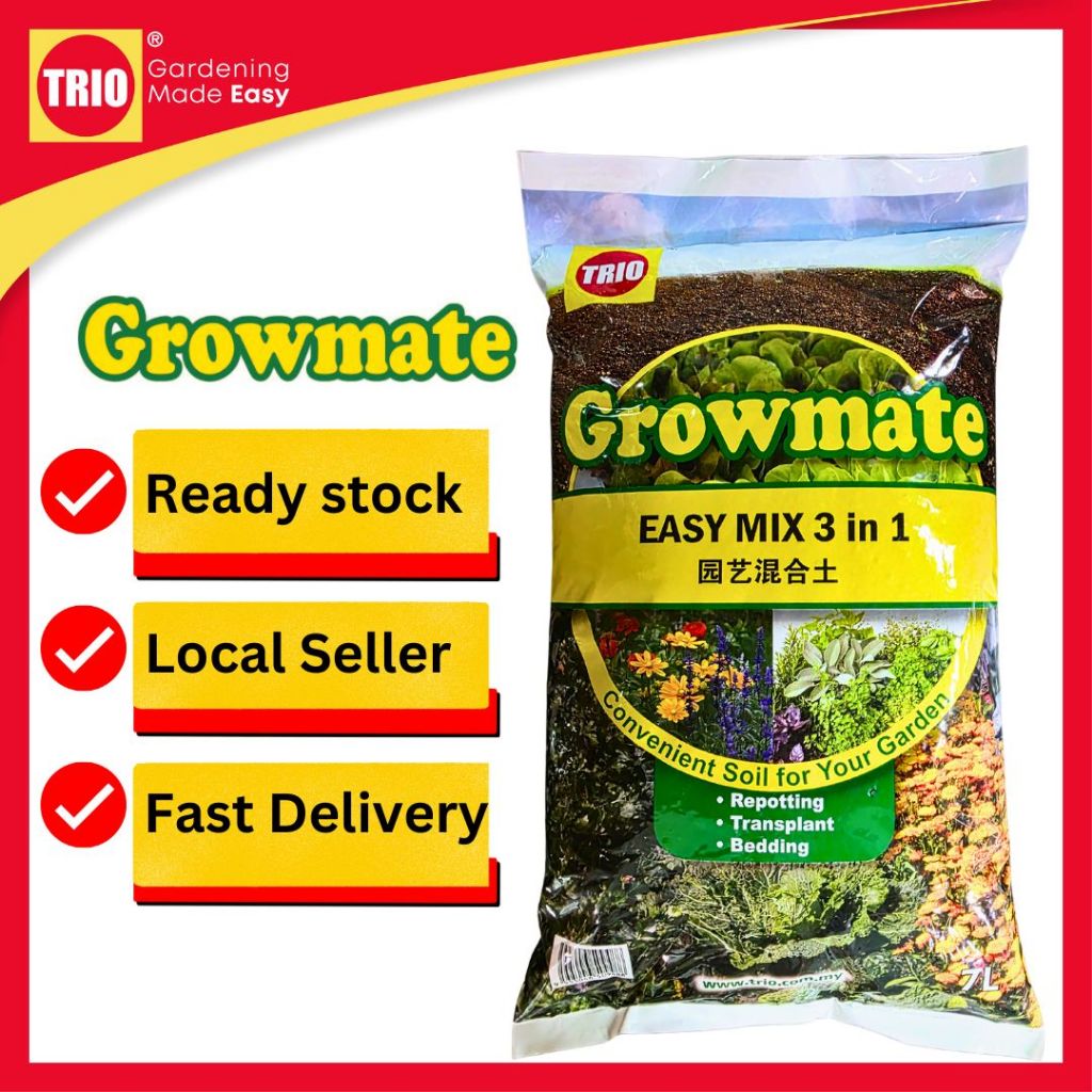 Trio Growmate Easy Mix Soil 7L 园艺土 (for repotting or as a soil improver ...
