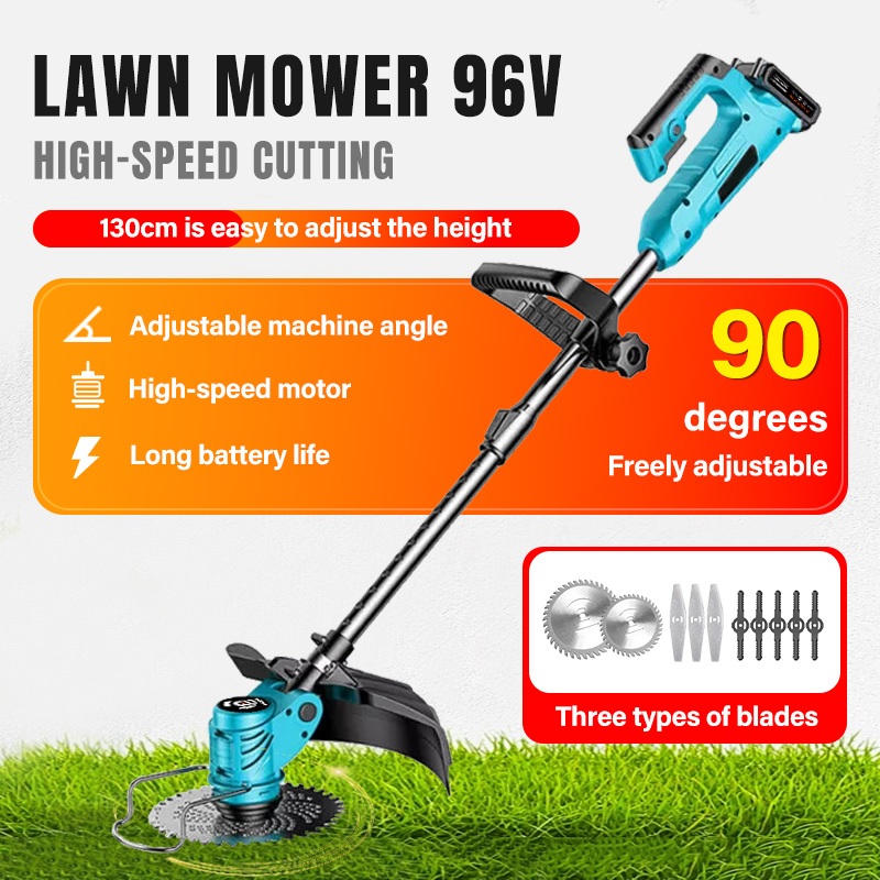 PINSEN 96V Rechargeable portable multi-purpose lawn mower High Power ...