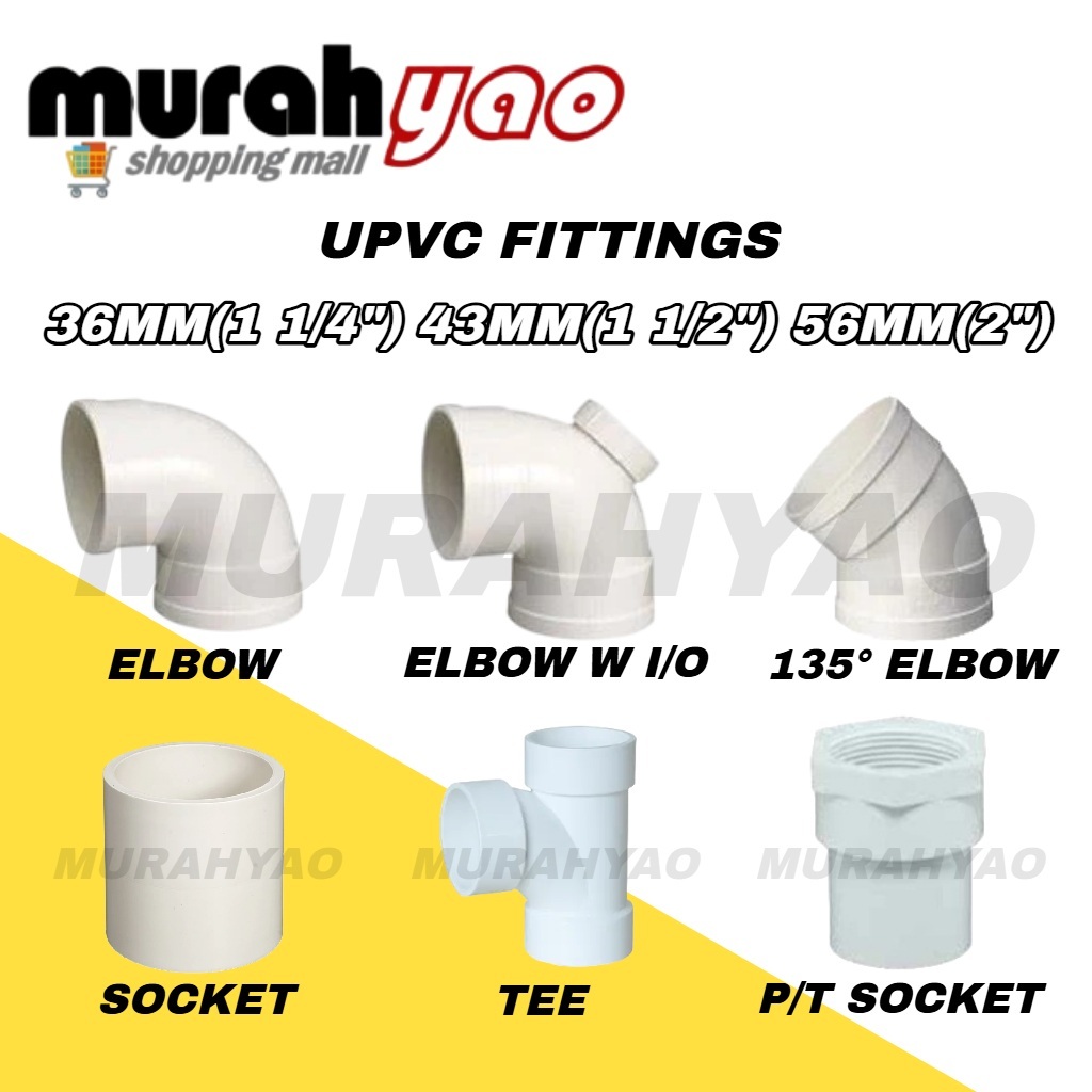 1 1/4" - 2" UPVC Fittings/UPVC Pipe Fitting/Elbow w I/O Socket Tee P/T ...
