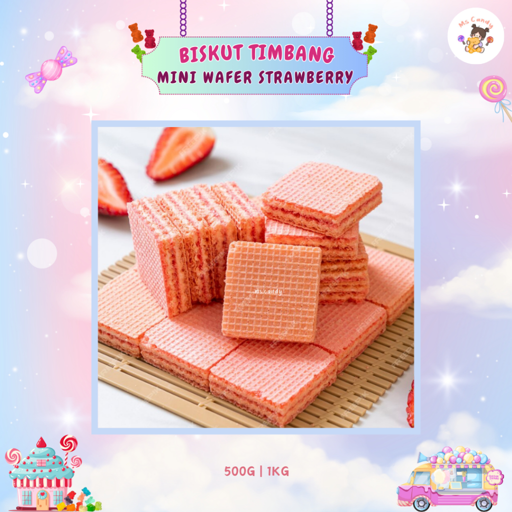 [ 500G • 1KG ] PELBAGAI BISKUT TIMBANG | MINI WAFER STRAWBERRY | Shopee ...