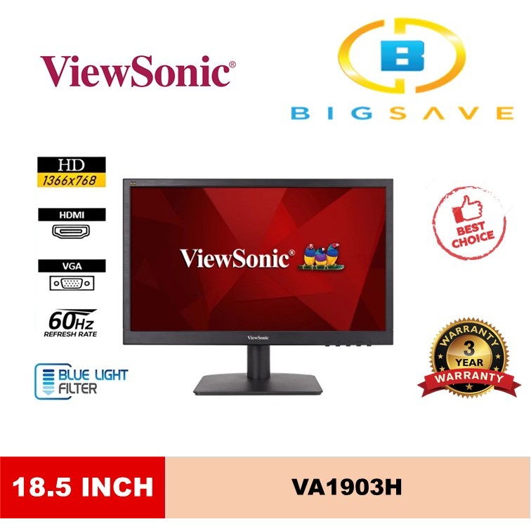 VIEWSONIC 18.5" VA1903H LED FLAT FULL HD MONITOR | Shopee Malaysia