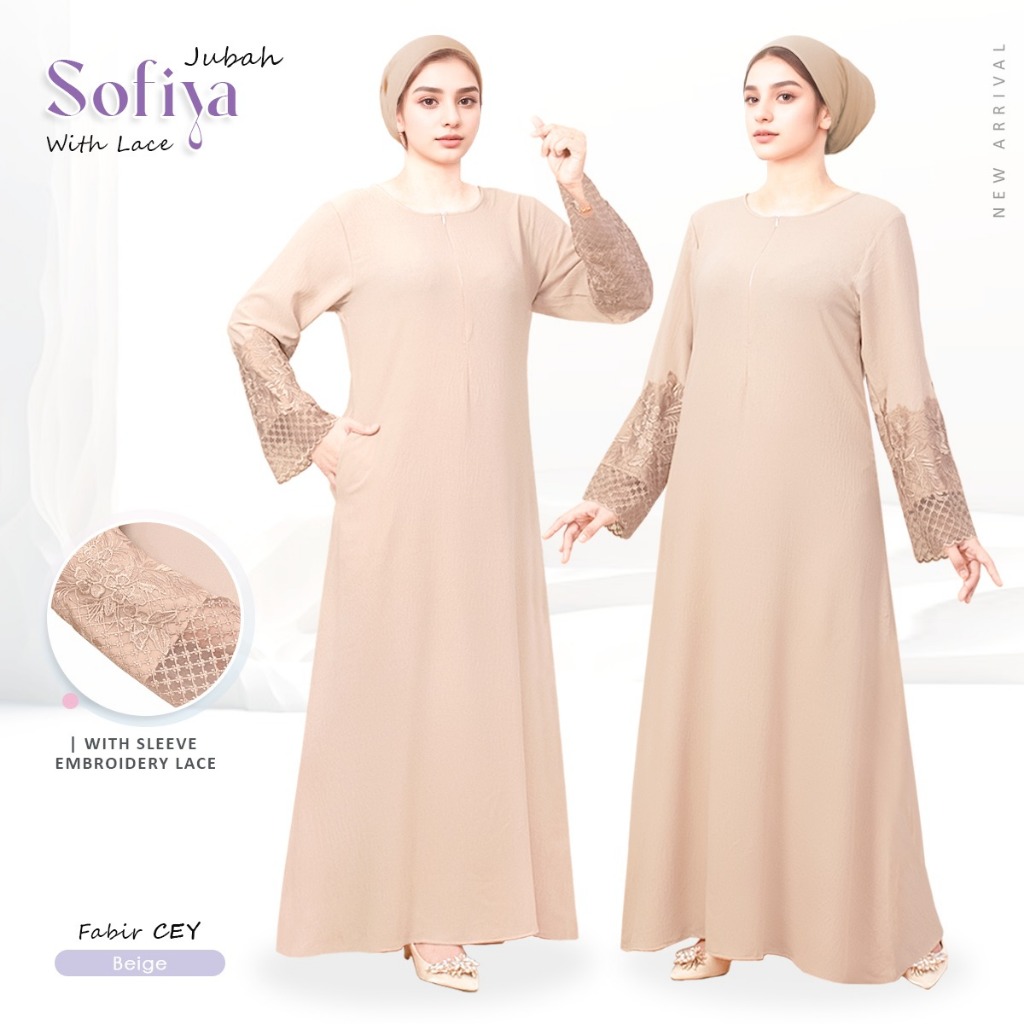 New Design Jubah Sofiya Lace CEY Fabric (S -3XL) by Zoe Collection ...